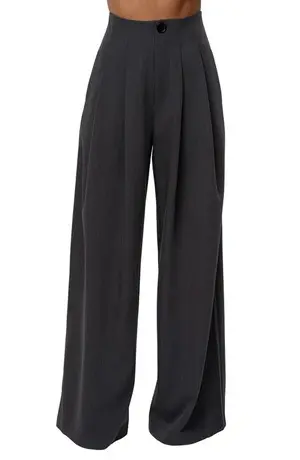 JLUXLABEL Pleated Wide-leg Pants - Gray