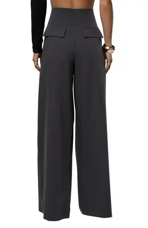 JLUXLABEL Pleated Wide-leg Pants - Gray