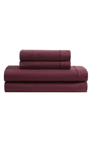 Calvin Klein Garment Washed Cotton Percale 200 Thread Count Sheet Set - Dark Red