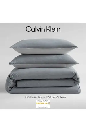 Calvin Klein Contrast Weave Duvet Cover & Shams Set - Light/medium Blue