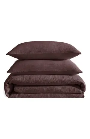 Calvin Klein Washed Texture Duvet Cover & Shams Set - Dark Brown