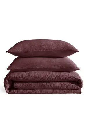 Calvin Klein Washed Texture Duvet Cover & Shams Set - Light/medium Red