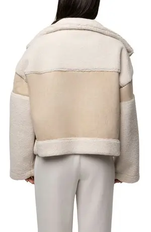 JLUXLABEL Faux Shearling Zip-up Coat - Sand