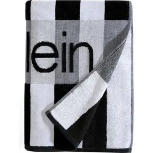 Calvin Klein Logo Stripe 2-piece Beach Towel Set - Black