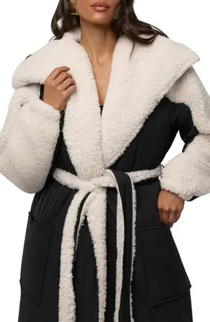 JLUXLABEL Quilted Longline Coat With Fleece Lining