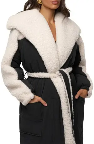 JLUXLABEL Quilted Longline Coat With Fleece Lining