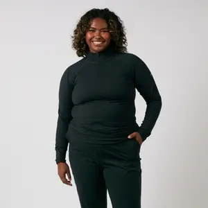 TOMBOYX Long Sleeve Quarter Zip Top - Black