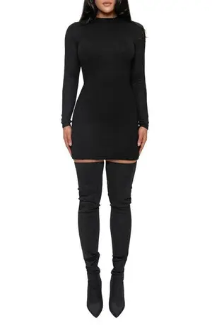 JLUXLABEL Long Sleeve Scarf Body-con Mini Dress