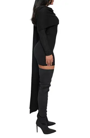 JLUXLABEL Long Sleeve Scarf Body-con Mini Dress