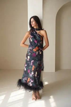 VASILIKI Liya Cannes One Sleeve Maxi Dress - Black