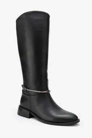 FOREVER & ALWAYS SHOES Ansel Leather Riding Boot - Black