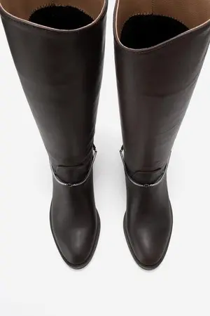 FOREVER & ALWAYS SHOES Ansel Leather Riding Boot - Brown