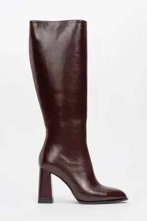 PROLOGUE SHOES Knee High Heel Boots - Burgundy