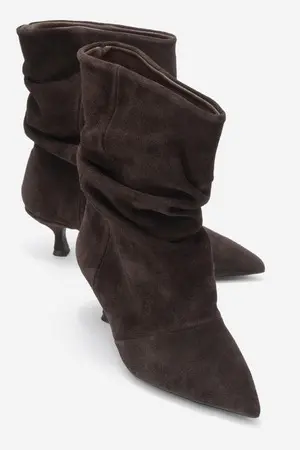 FOREVER & ALWAYS SHOES Balei Leather Pointed Toe Boot - Brown Suede