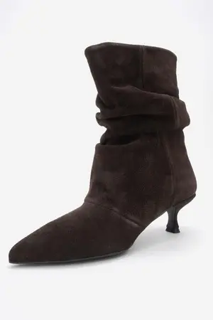 FOREVER & ALWAYS SHOES Balei Leather Pointed Toe Boot - Brown Suede