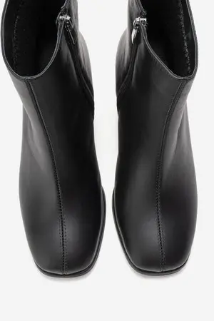 FOREVER & ALWAYS SHOES Napoli Leather Block Heel Boot - Black