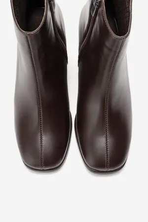 FOREVER & ALWAYS SHOES Napoli Leather Block Heel Boot - Brown