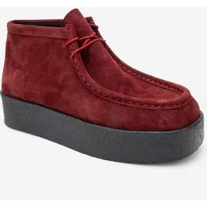 FOREVER & ALWAYS SHOES Melia Leather Platform Boot - Burgundy Suede