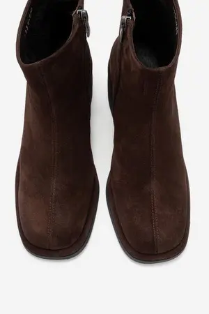 FOREVER & ALWAYS SHOES Junae Leather Block Heel Boot - Brown Suede