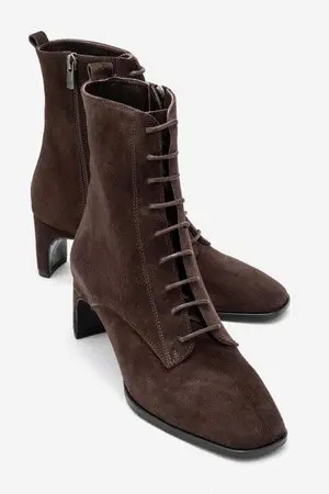 FOREVER & ALWAYS SHOES Sydy Leather Lace-up Boots - Brown Suede