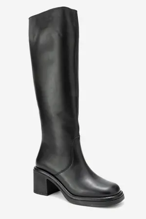 FOREVER & ALWAYS SHOES Leather Knee High Boots - Black