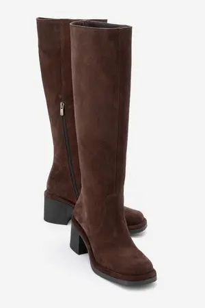 FOREVER & ALWAYS SHOES Leather Knee High Boots - Brown Suede
