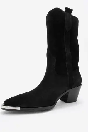 FOREVER & ALWAYS SHOES Leather Western Boots - Black Suede