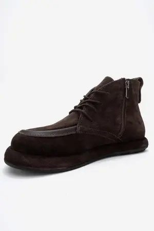 FOREVER & ALWAYS SHOES Martas Leather Zip Boots - Brown Suede