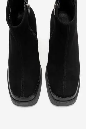 FOREVER & ALWAYS SHOES Livia Leather Wedge Ankle Boots - Black