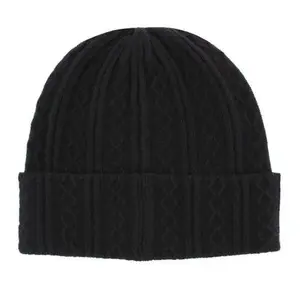 Trafalgar The Windsor Merino Wool Cable Knit Beanie Black