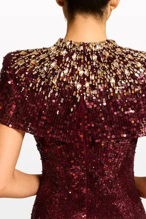 Jenny Packham Sequin-embellished Gown - Cardinal