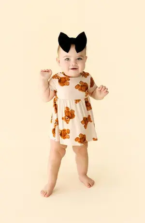 POSH PEANUT Bear Print Twirl Skirted Bodysuit
