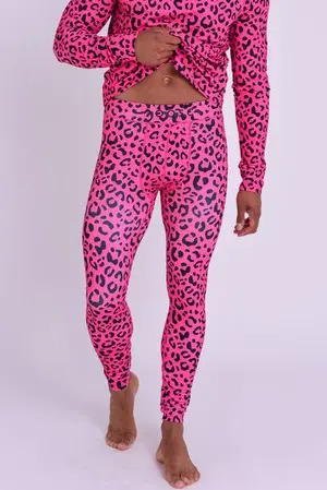 OOSC Baselayer Pants In Hotel California Pink Leopard Print - Multi-colour