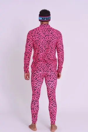 OOSC Baselayer Pants In Hotel California Pink Leopard Print - Multi-colour