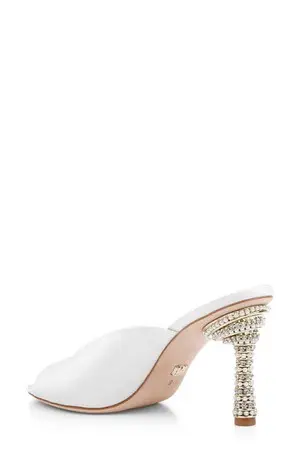 Badgley Mischka Oakdale Embellished Heel Slide Sandal - Ivory Silk