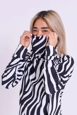 OOSC High Neck Baselayer Zebra Print Top