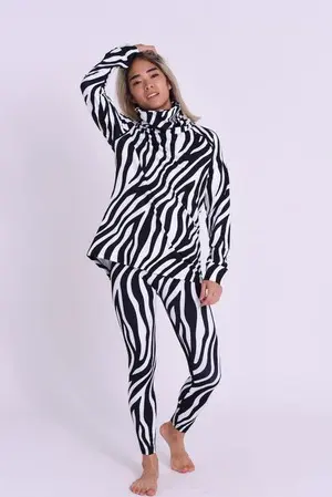 OOSC High Neck Baselayer Zebra Print Top