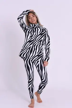 OOSC High Neck Baselayer Zebra Print Top