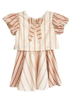 MABEL + HONEY Striped Dress With Puff Sleeves