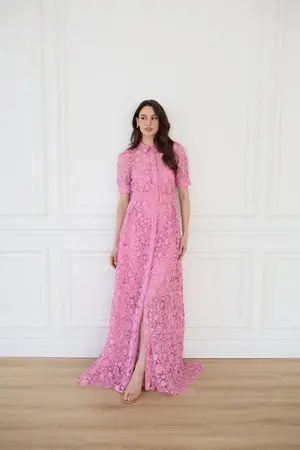 VASILIKI Ayah Collared Lace Gown