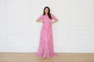 VASILIKI Ayah Collared Lace Gown