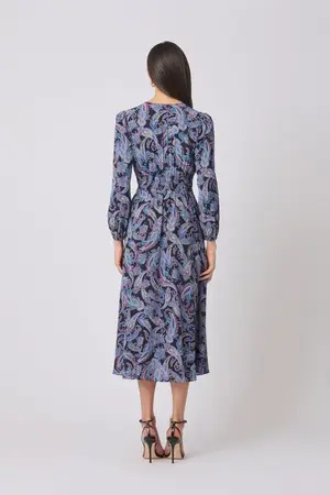Shoshanna Paisley Print Crepe De Chine Dress