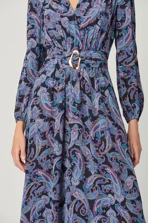 Shoshanna Paisley Print Crepe De Chine Dress