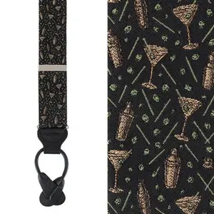 Trafalgar Happy Hour Martini Silk Button-end Suspenders - Black