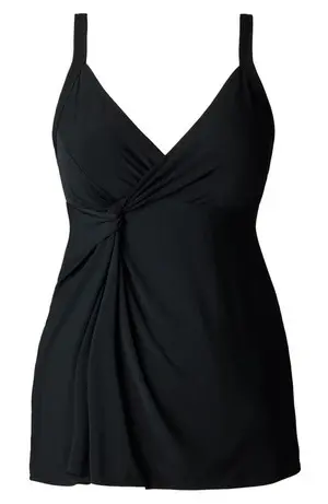 LONGITUDE Twist Front Long Torso Swim Dress