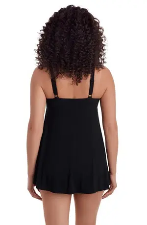 LONGITUDE Twist Front Long Torso Swim Dress