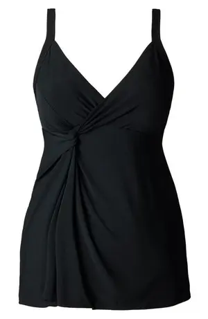 LONGITUDE Twist Front Long Torso Swim Dress