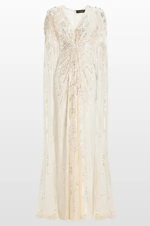 Jenny Packham Goldfinger Sequin-embellished Maxi Dress Vanilla