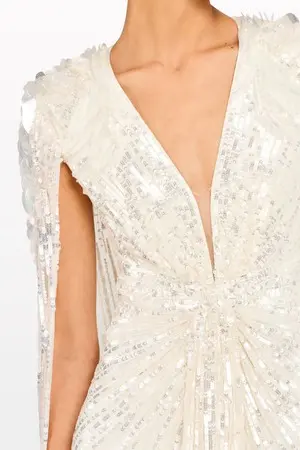 Jenny Packham Sequin-embellished Maxi Dress - Vanilla
