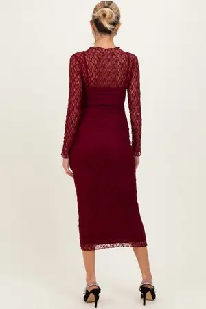 PINKBLUSH Lace Overlay Fitted Maternity Midi Dress